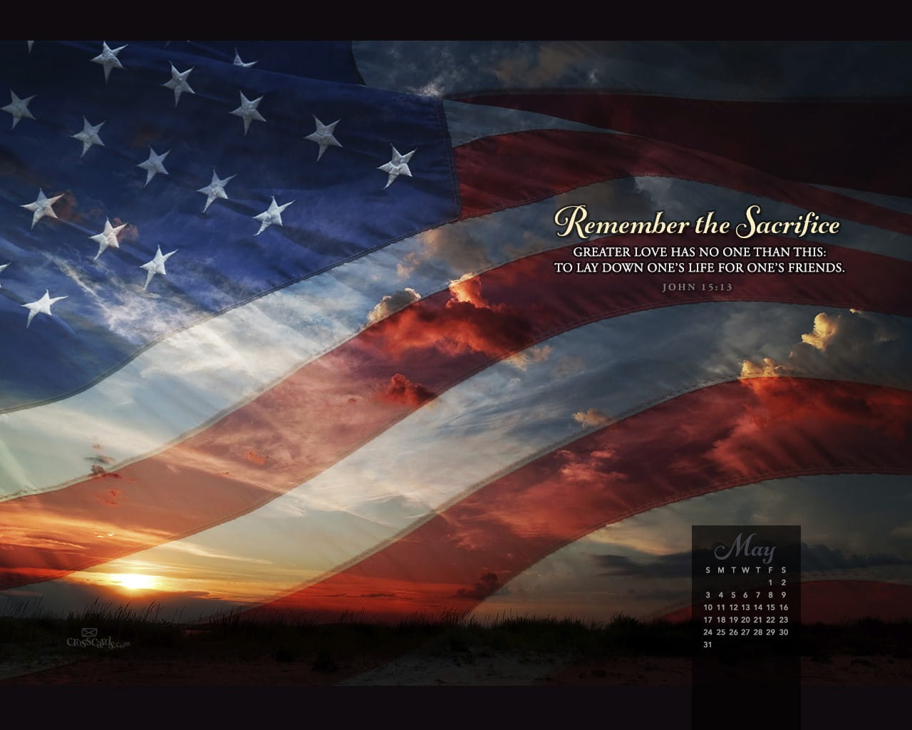 May 2015 - Remember the Sacrifice Desktop Calendar- Free May Wallpaper